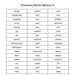 Printable Pictionary Words